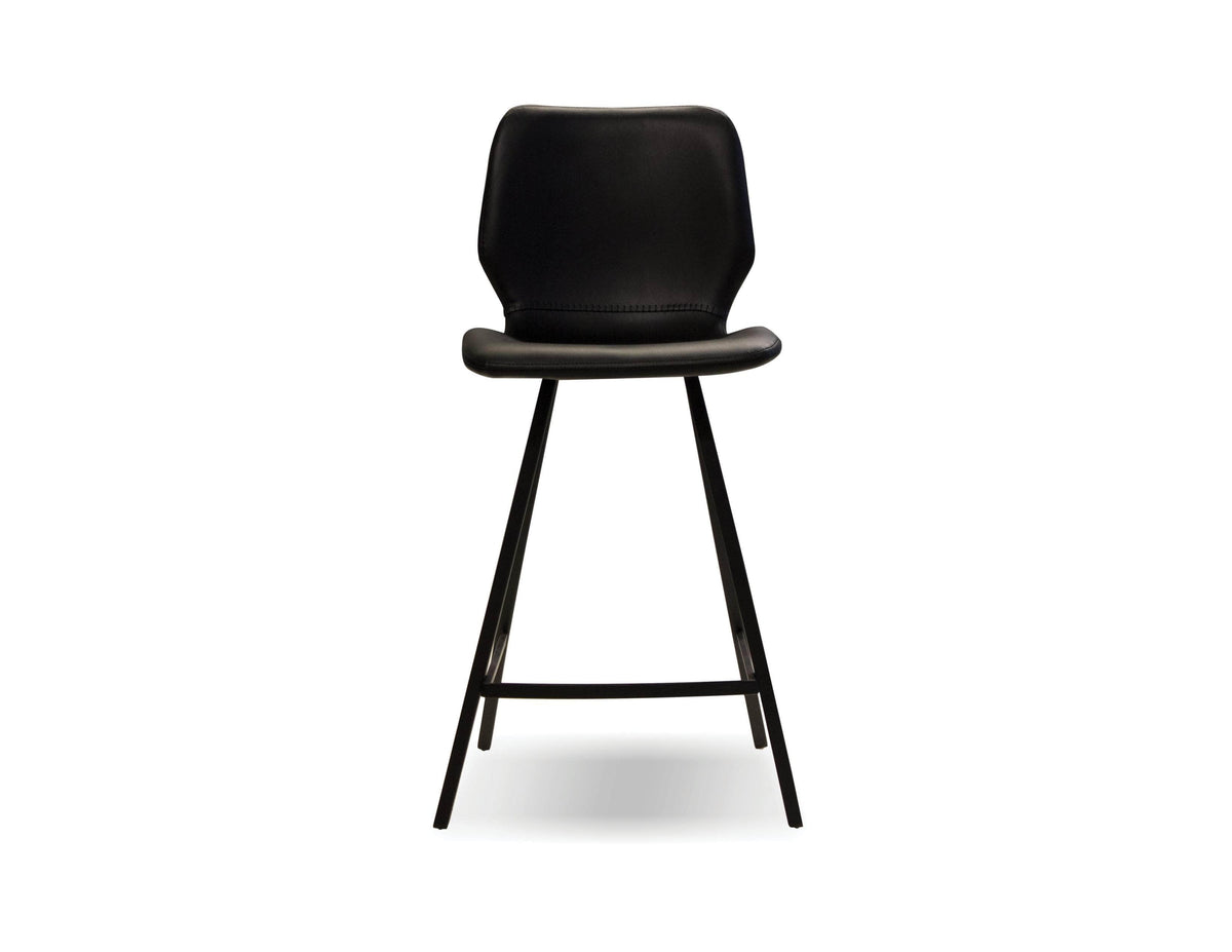 Mobital Bernadette Counter Stool In Black Leatherette With Black Powder ...